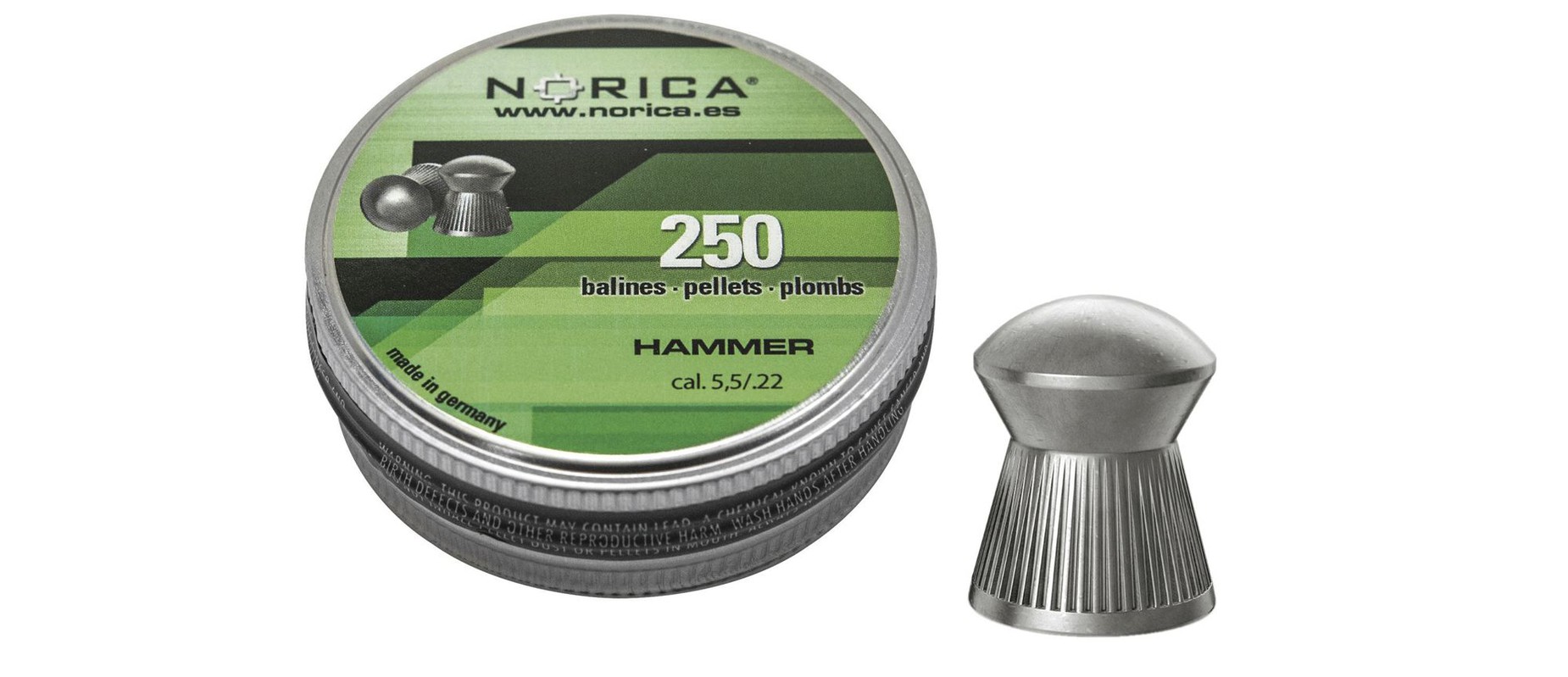 Balines calibre 5.5 NORICA HAMMER punta redondeada - LimaGuns: Armas ...